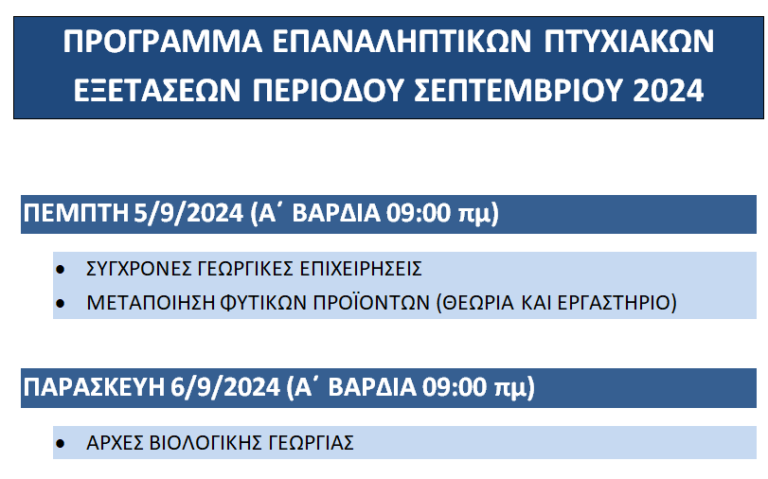 ΠΡΟΓΡΑΜΜΑ ΕΠΑΝΑΛΗΠΤΙΚΩΝ ΠΤΥΧΙΑΚΩΝ ΕΞΕΤΑΣΕΩΝ ΠΕΡΙΟΔΟΥ ΣΕΠΤΕΜΒΡΙΟΥ 2024 ...